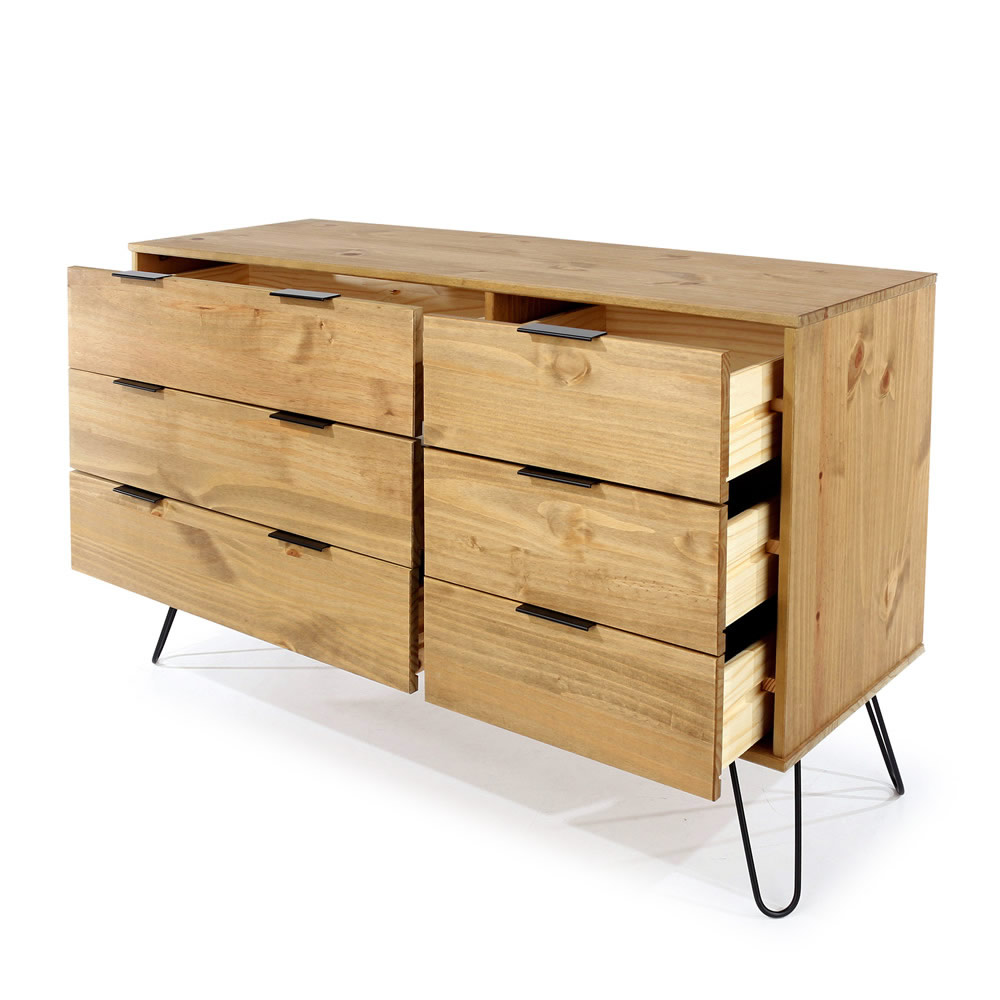 Augusta Natural 3+3 Drawer Wide Chest Of Drawers » £181.00 » FREE UK ...